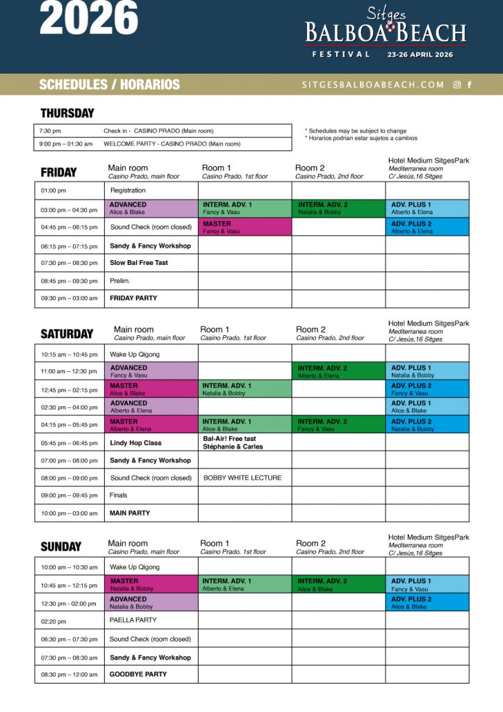 SCHEDULES – Sitges Balboa Beach